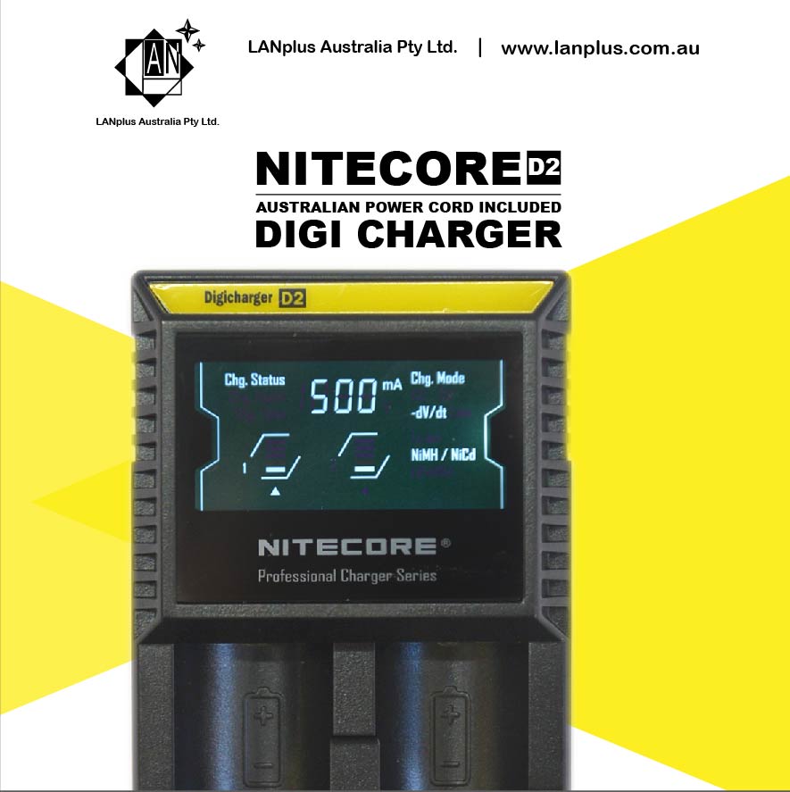 Nitecore D2 Digicharger LCD Smart Battery Charger Li-ion RCR123 18650 26650