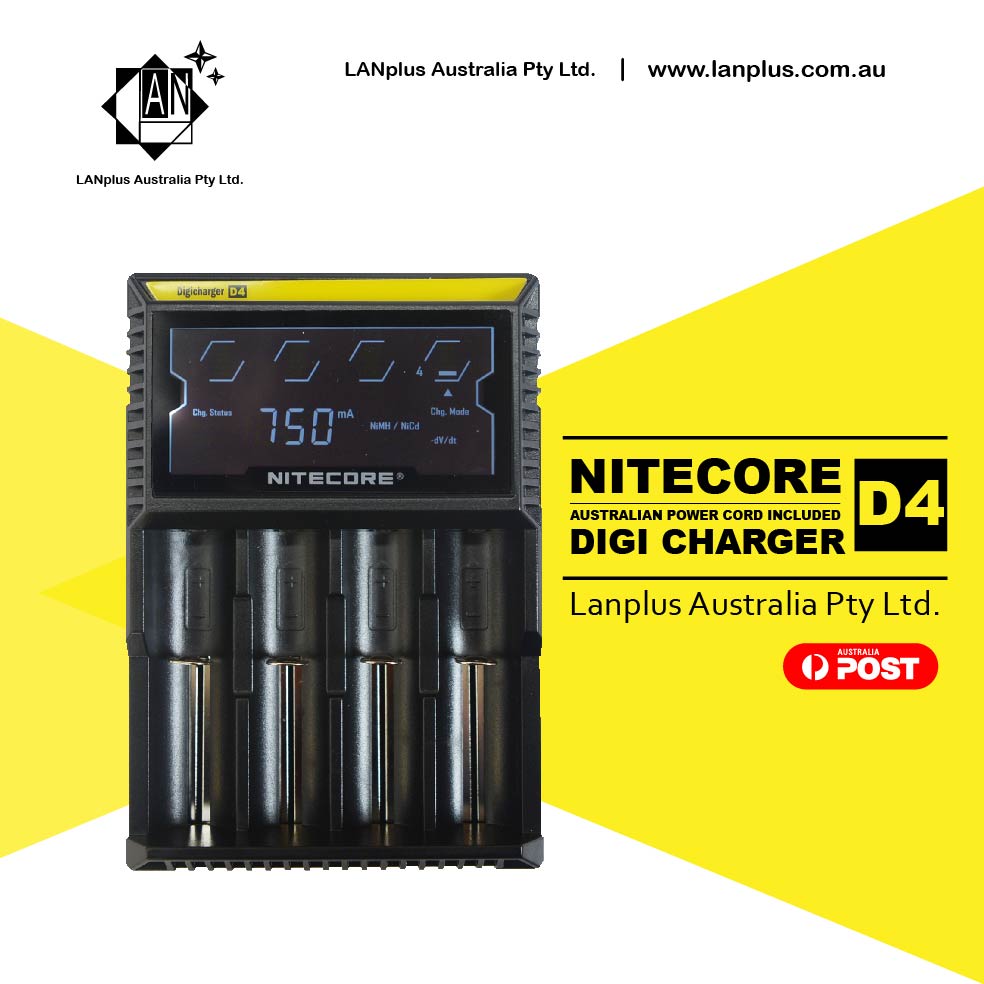 Nitecore D4 Digicharger LCD 4 channel Smart Battery Charger lifepo4 Ni ...